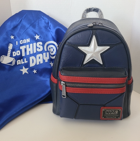Loungefly | Bags | Marvel Captain America Loungefly Mini Backpack ...